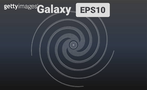 Vector illustration of a spiral galaxy represented as wireframe mesh ...