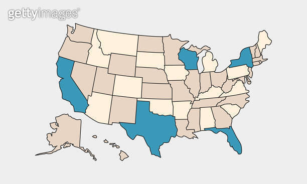 Simple USA map. Simple outline US map. Template for web design ...