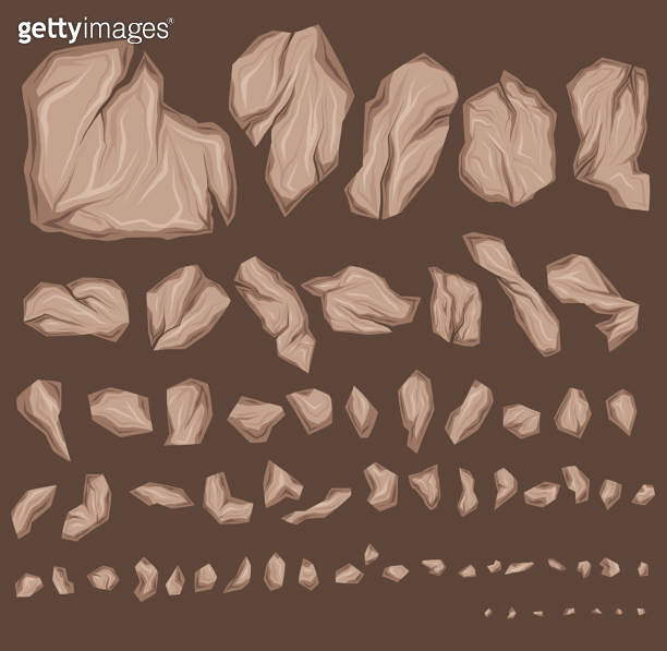 Vector set of various of broken stones of dry clay. Cartoon clipart ...