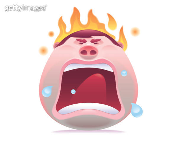 screaming man head on fire icon 이미지 (1740405727) - 게티이미지뱅크