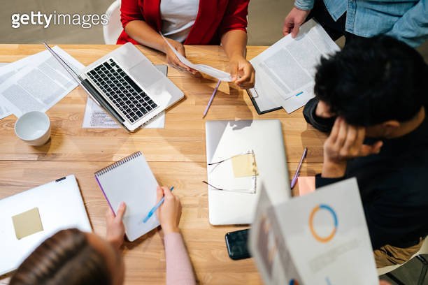 Closeup top view of stressed overwhelmed businessman feeling tired at ...