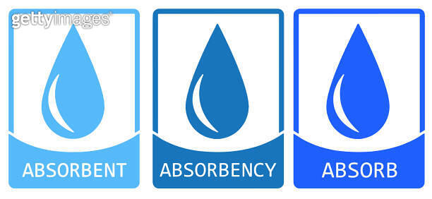 Absorbent vector icon featuring water drop, ideal for illustrating ...