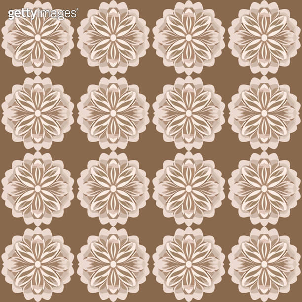 Cream-colored background with repeating pattern of white chrysanthemums ...