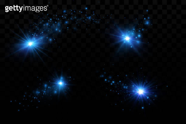 Glow effect. Blue glowing particles, stars. Vector illustration. 이미지 ...