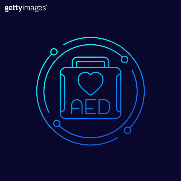 AED icon, automated external defibrillator line vector (1841403435 ...