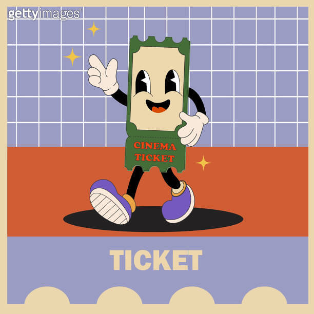 Retro movie posters with cute character ticket. Movie and film design ...