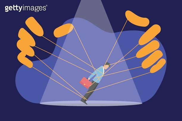 Hands manipulating and controlling businessman with strings 이미지 ...