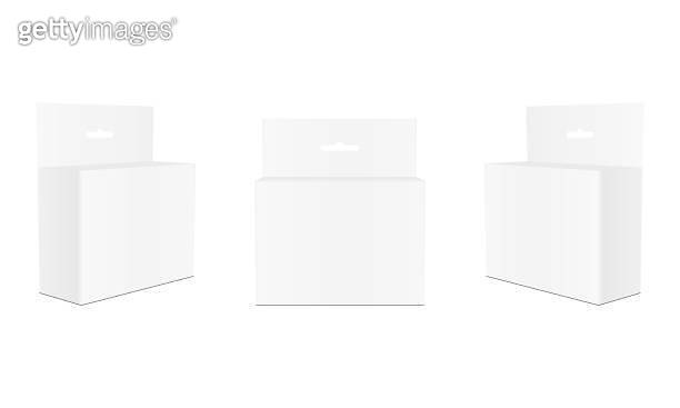 Square Box With Hang Tab, Euro Slot, Front, Side View, Isolated On ...