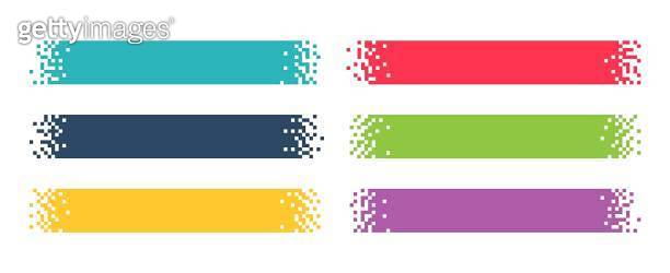 Pixel banner. Header, footer color layout with mosaic edges. Horizontal ...