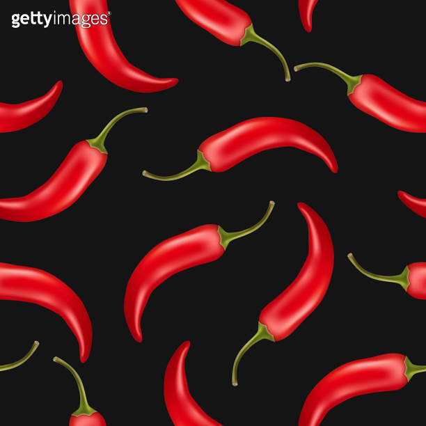 Vector Seamless Pattern with 3d Realistic Red Hot Chilli Pepper on ...