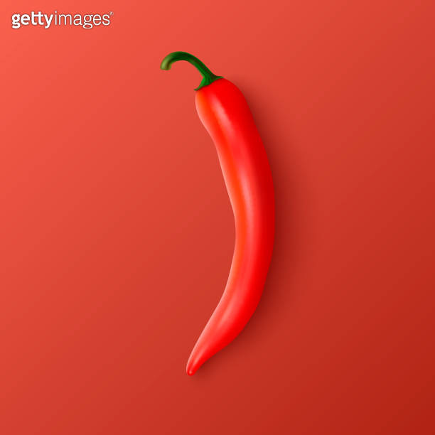 Vector 3d Realistic Red Whole Fresh and Hot Chili Pepper Closeup ...