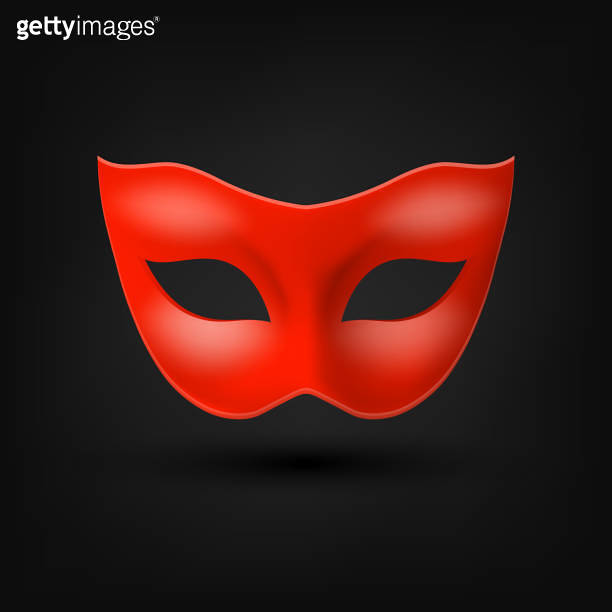 Vector 3d Realistic Blank Red Carnival Vintage Mask Icon Closeup ...