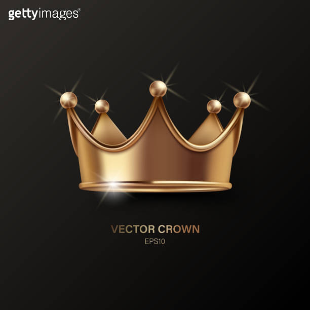 Vector 3d Realistic Golden Sparkling Shiny Crown Icon Closeup Isolated ...
