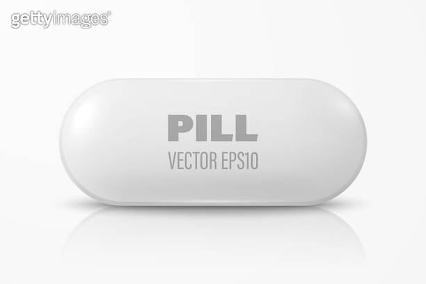Vector 3d Realistic White Oval Horizontal Pharmaceutical Medical Pill ...