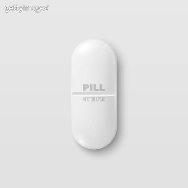 Vector 3d Realistic White Oval Horizontal Pharmaceutical Medical Pill ...