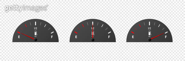 Vector 3d Realistic Gas Fuel Tank Gauge, Oil Level Bar Set Isolated ...