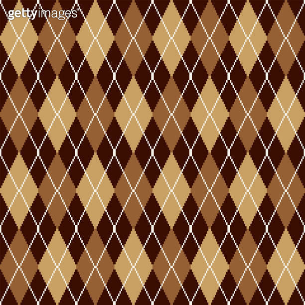 Argyle check pattern material with a combination of brown, beige and ...