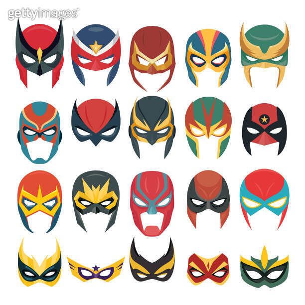 Vector Super Hero Masks Set in Flat Style. Face Character, Superhero ...