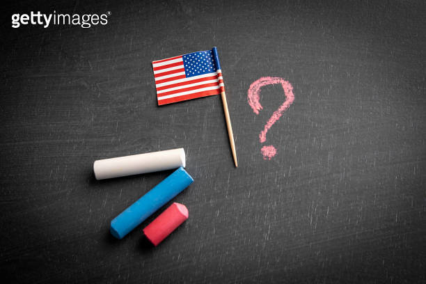 United States Of America flag and question mark. Politics, travel and ...