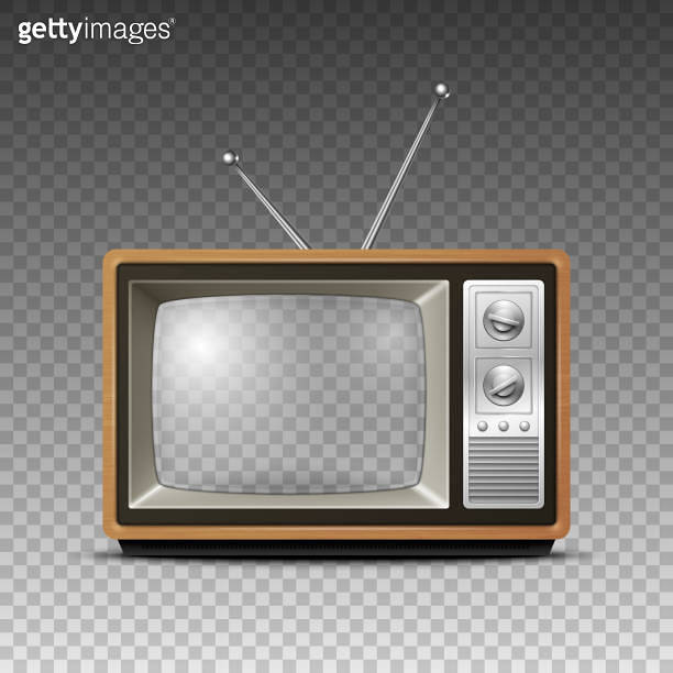 Vector 3d Realistic Retro Wooden TV Receiver Icon with Transparent ...