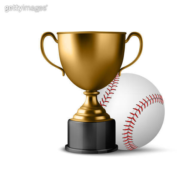 Realistic Vector 3d Golden Champion Cup Icon wirh Baseball Set Isolated ...