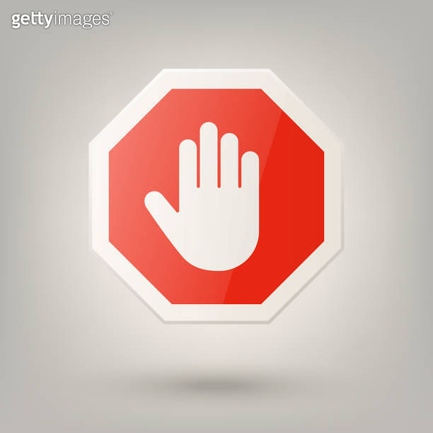 Vector White and Red Round Glossy Prohibition Stop Sign - Warning ...