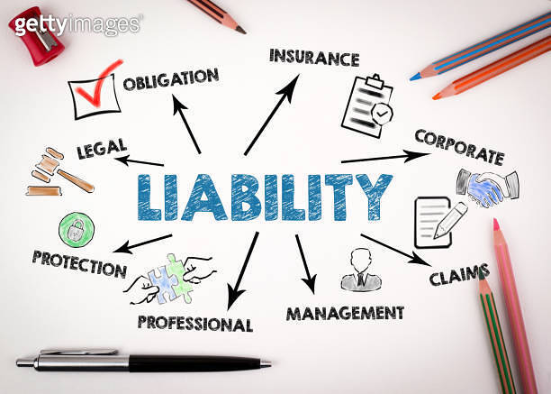 Liability Concept Concept. Chart with keywords and icons on white desk ...