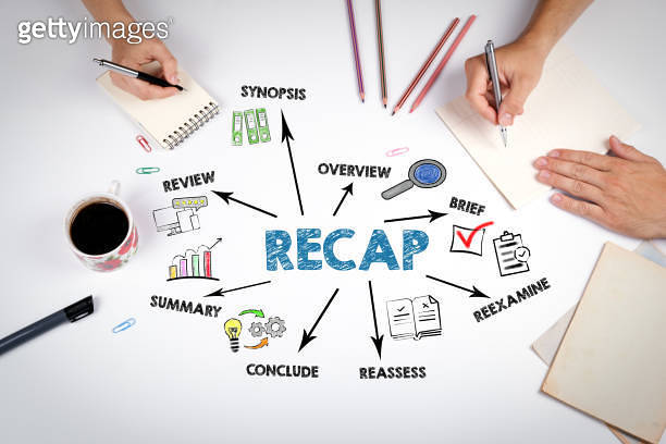 RECAP Concept. The meeting at the white office table (1791653027) 일러스트 ...