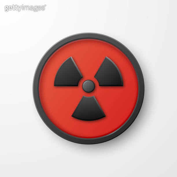 Vector 3d Realistic Round Red and Black Warning, Danger Nuclear Symbol ...