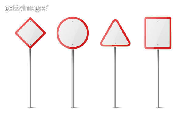 Vector White and Red Warning, Danger Stop Sign Frame Icon Set Isolated ...