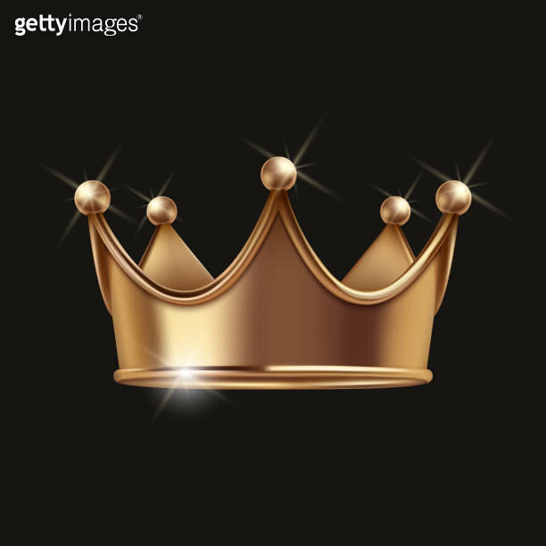 Vector 3d Realistic Golden Sparkling Shiny Crown Icon Closeup Isolated ...
