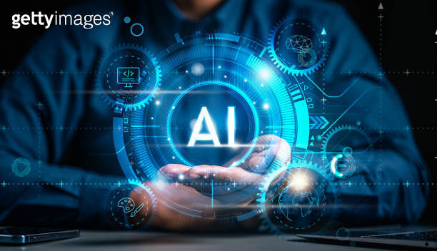 in businessman hold the artificial intelligence technology control ...