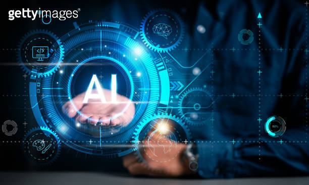 in businessman hold the artificial intelligence technology control ...