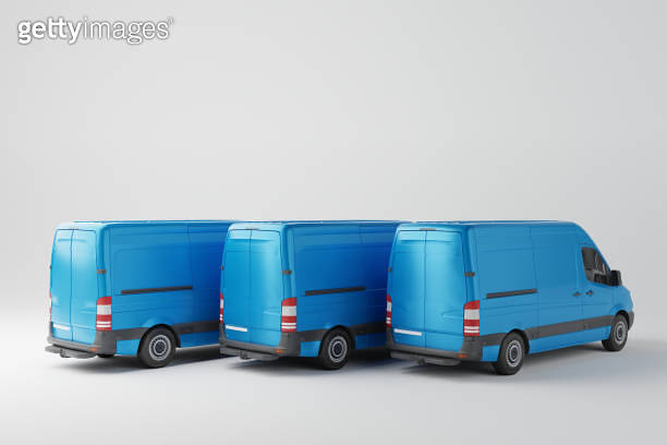 Several van delivery vans on a white background. 이미지 (1470051818) - 게티이미지뱅크