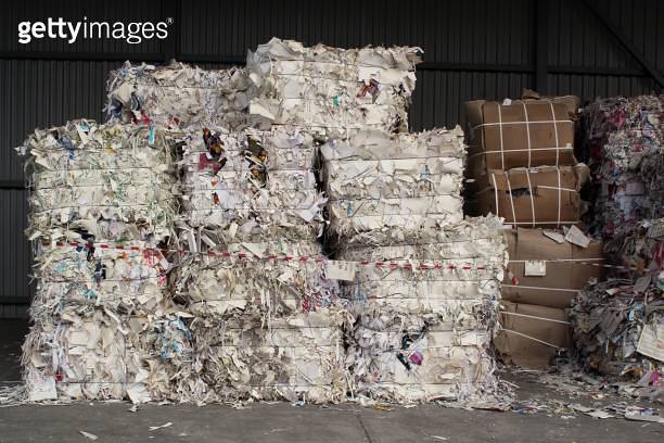 Wastepaper compact texture pile for recycling on sorting plant ...