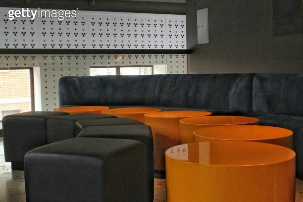 Rest and waiting area in coworking offices with chairs. Spacious rest ...