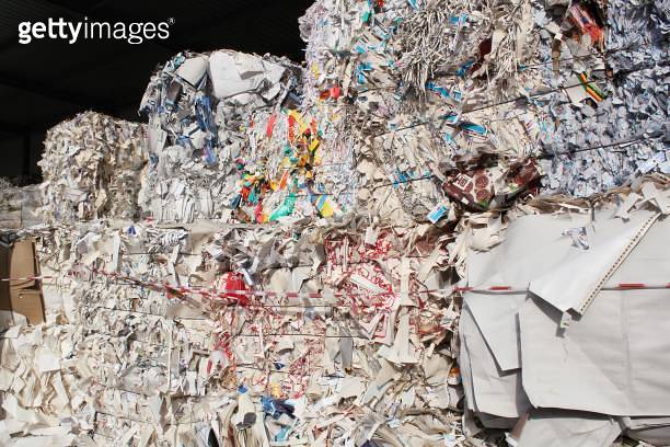 Wastepaper compact texture pile for recycling on sorting plant ...