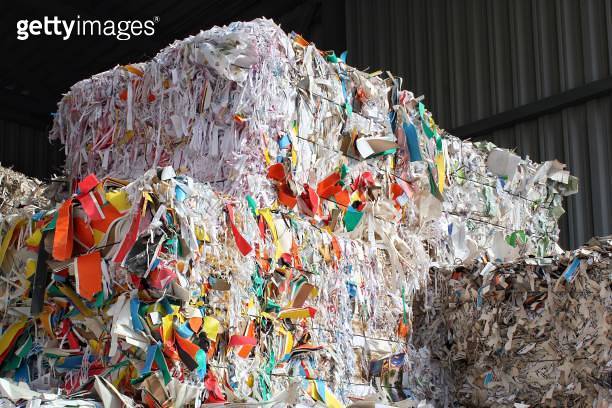 Wastepaper compact texture pile for recycling on sorting plant ...
