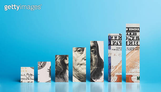 Financial bar graph. Money Chart. Growing bar graph from US dollar ...