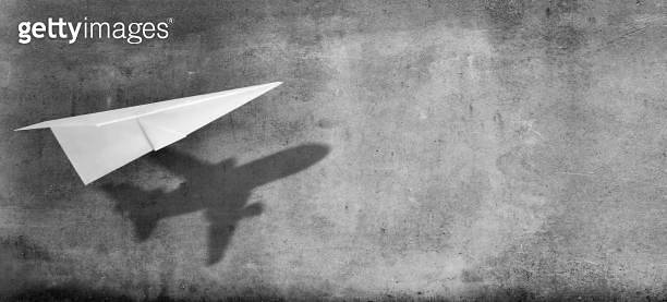 Big idea, startup and motivation concept. Paper plane with shadow on ...