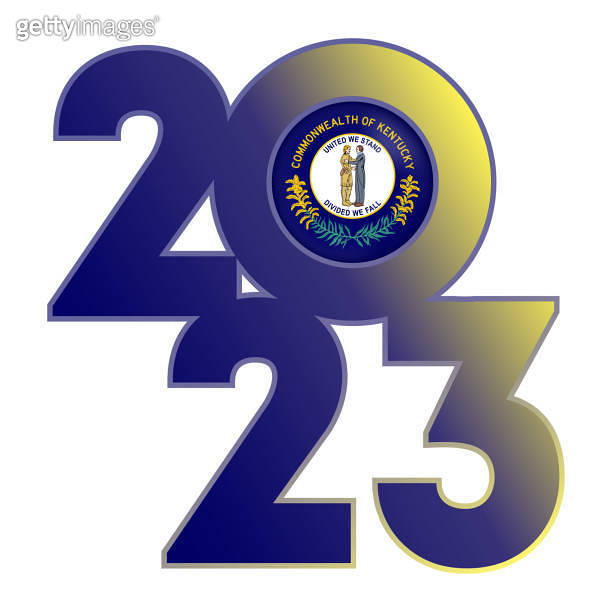 2023 banner with Kentucky state flag inside. Vector illustration ...