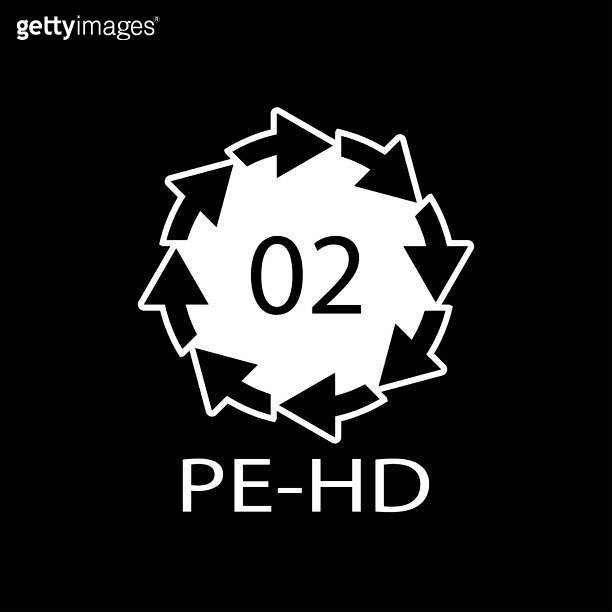 High-density Polyethylene 02 PE-HD Icon Symbol 이미지 (1474136342) - 게티이미지뱅크