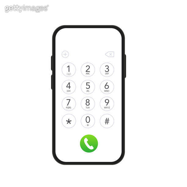 Smartphone dial keypad design. Keyboard template in touchscreen device ...