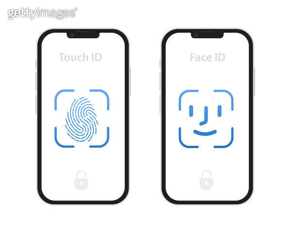 Face scanning process. Facial detection symbols. Face recognition ...