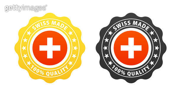 Swiss made seal logo. 100 percent premium Switzerland quality badge ...
