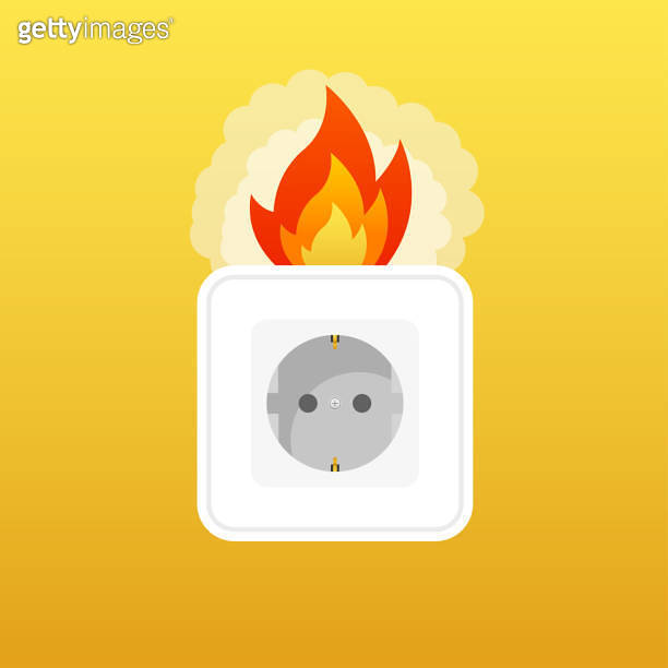 Fire protection wiring. The socket and the plug are on fire from ...