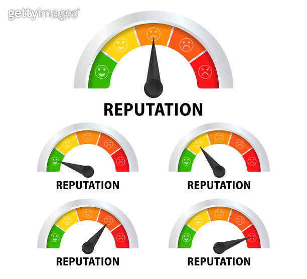Reputation meter with different emotions. Measuring gauge indicator ...