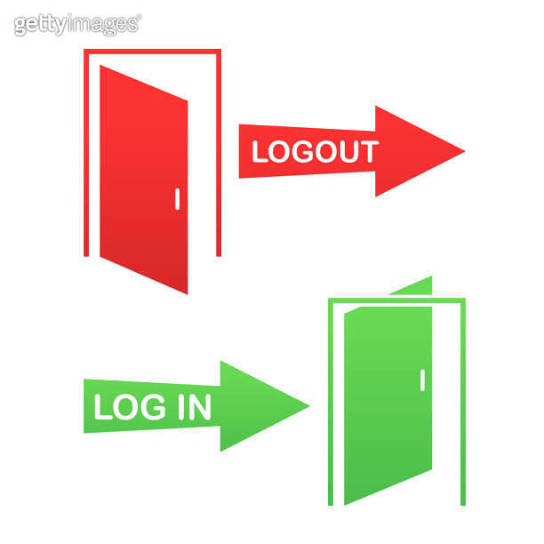 Login and logout icons. Set of sign out, Sign in vector icon. Open and ...