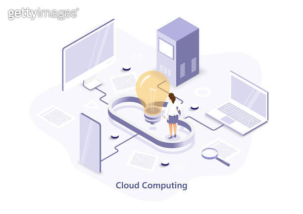 Cloud computing modern flat design isometric concept. Including Servers, Storage, Databases ...