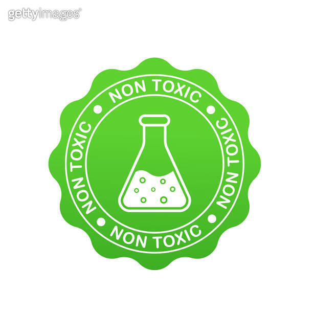 Non toxic symbol label. Thin line icon for organic product. Ecological ...